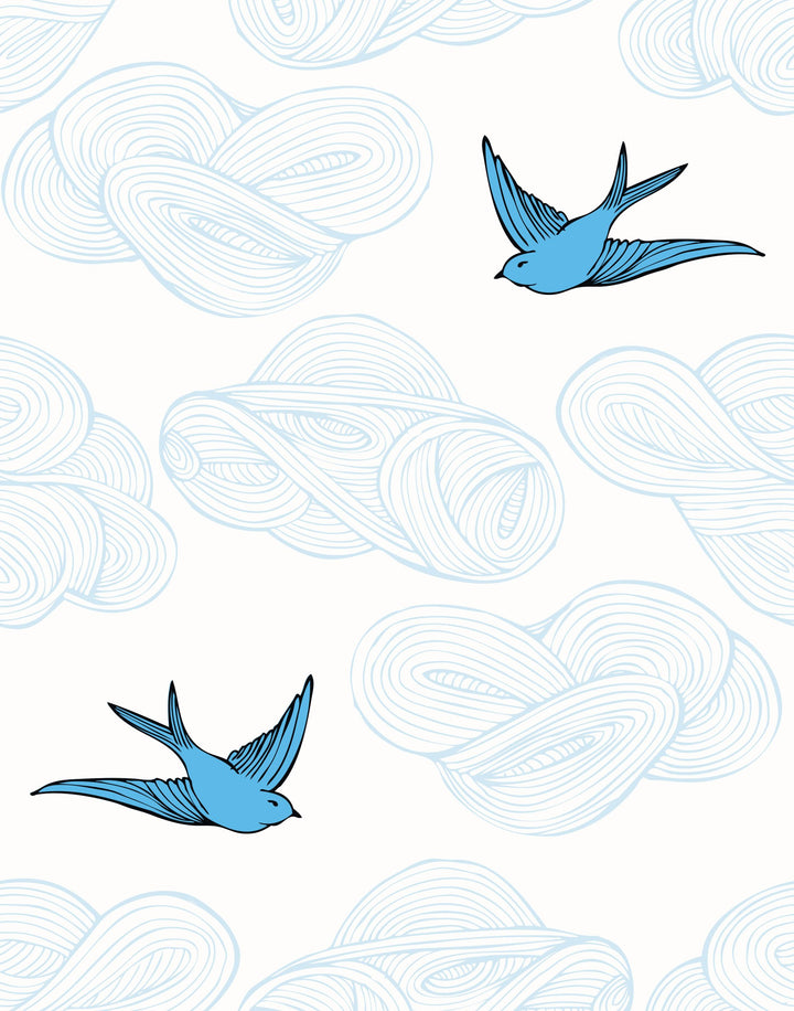 blue bird pattern wallpaper